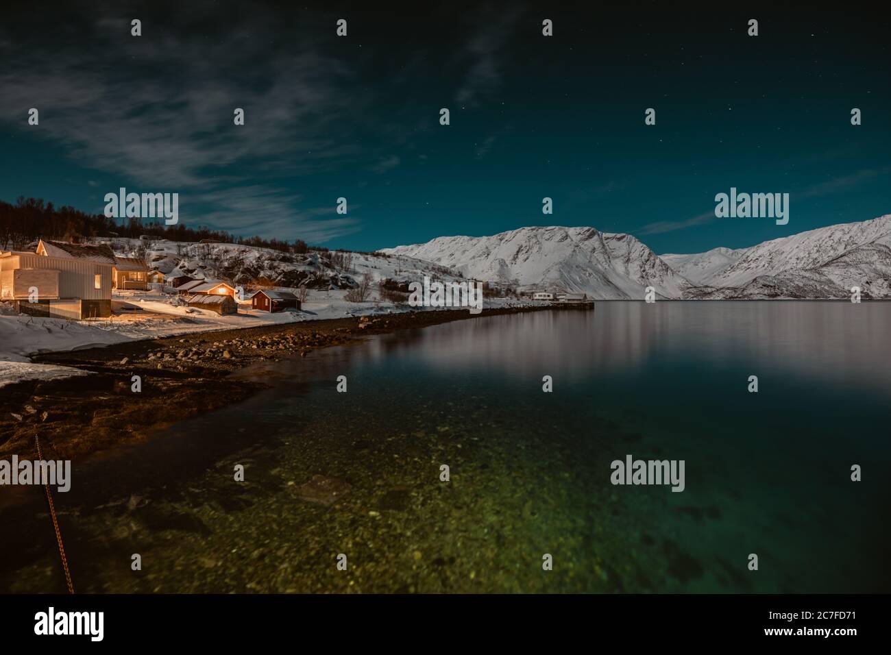 Scenery of Northern lights over the lake in Alta, Norway Stock Photo ...