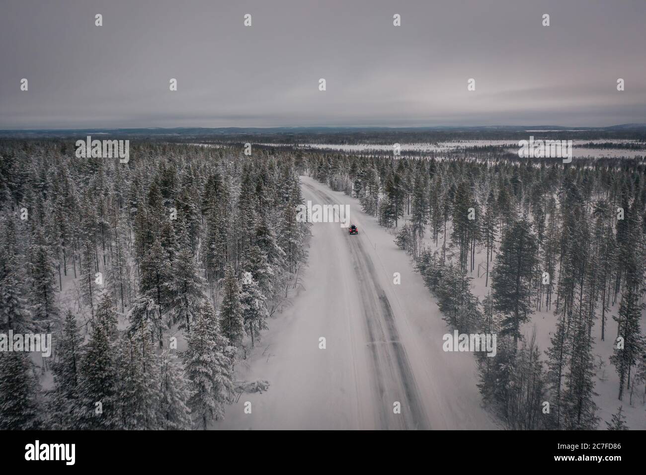 High angle shot of marvelous frozen winter scenery in Finland Stock ...