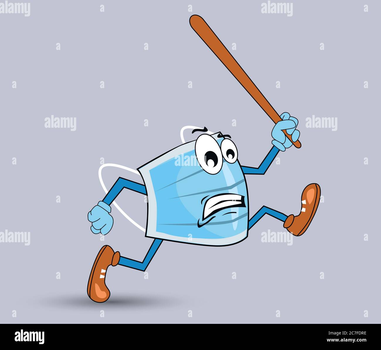 Running surgical mask in the cartoon character shape vector ...