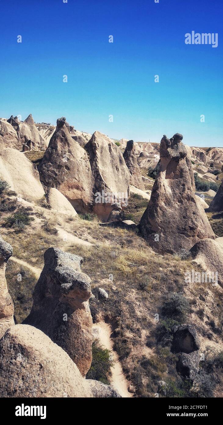 Vertical shot of the Goreme Open Air Museum in Ortahisar, Turkey Stock ...