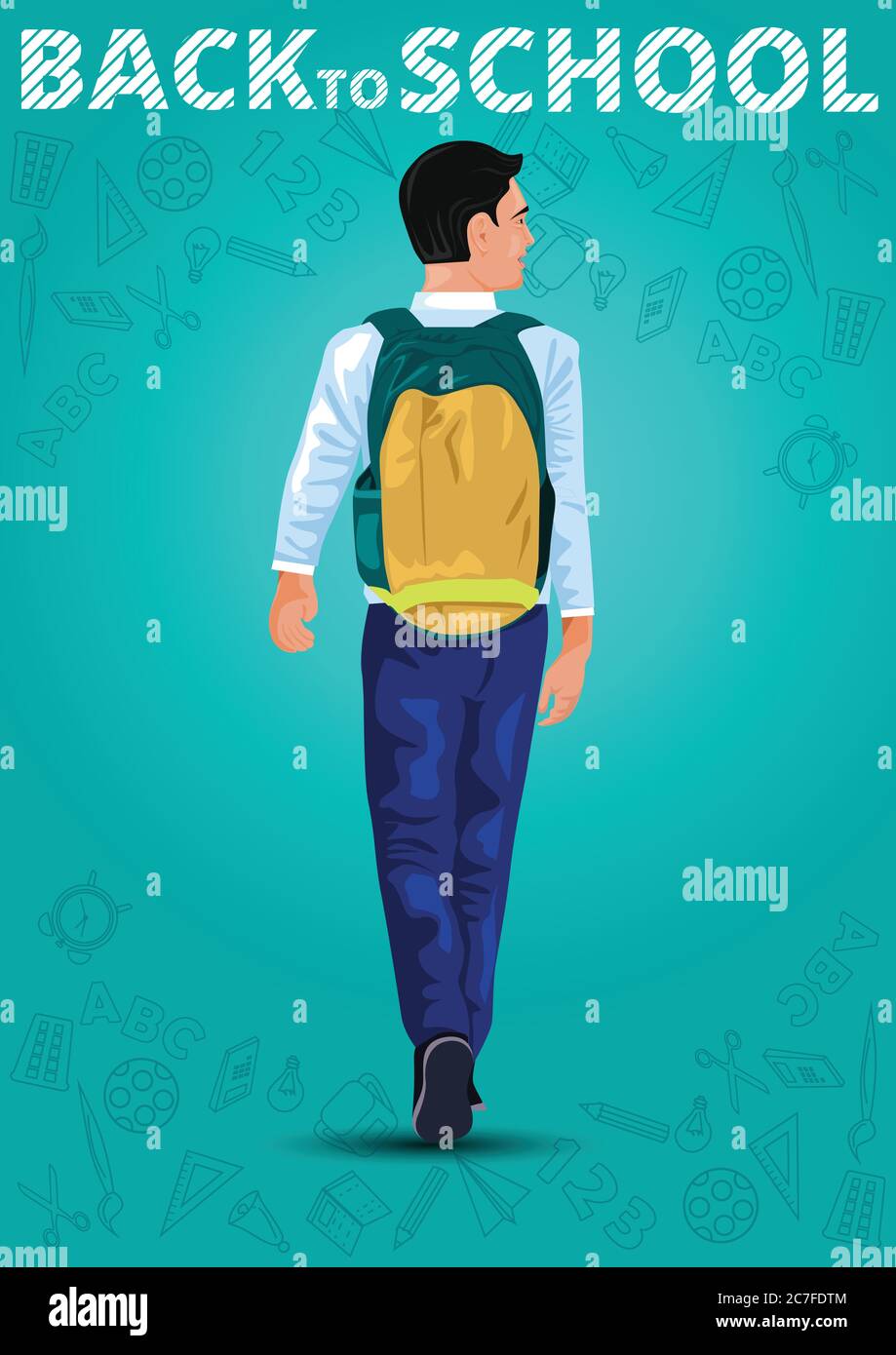 Back school cartoon kids walking hi-res stock photography and images ...