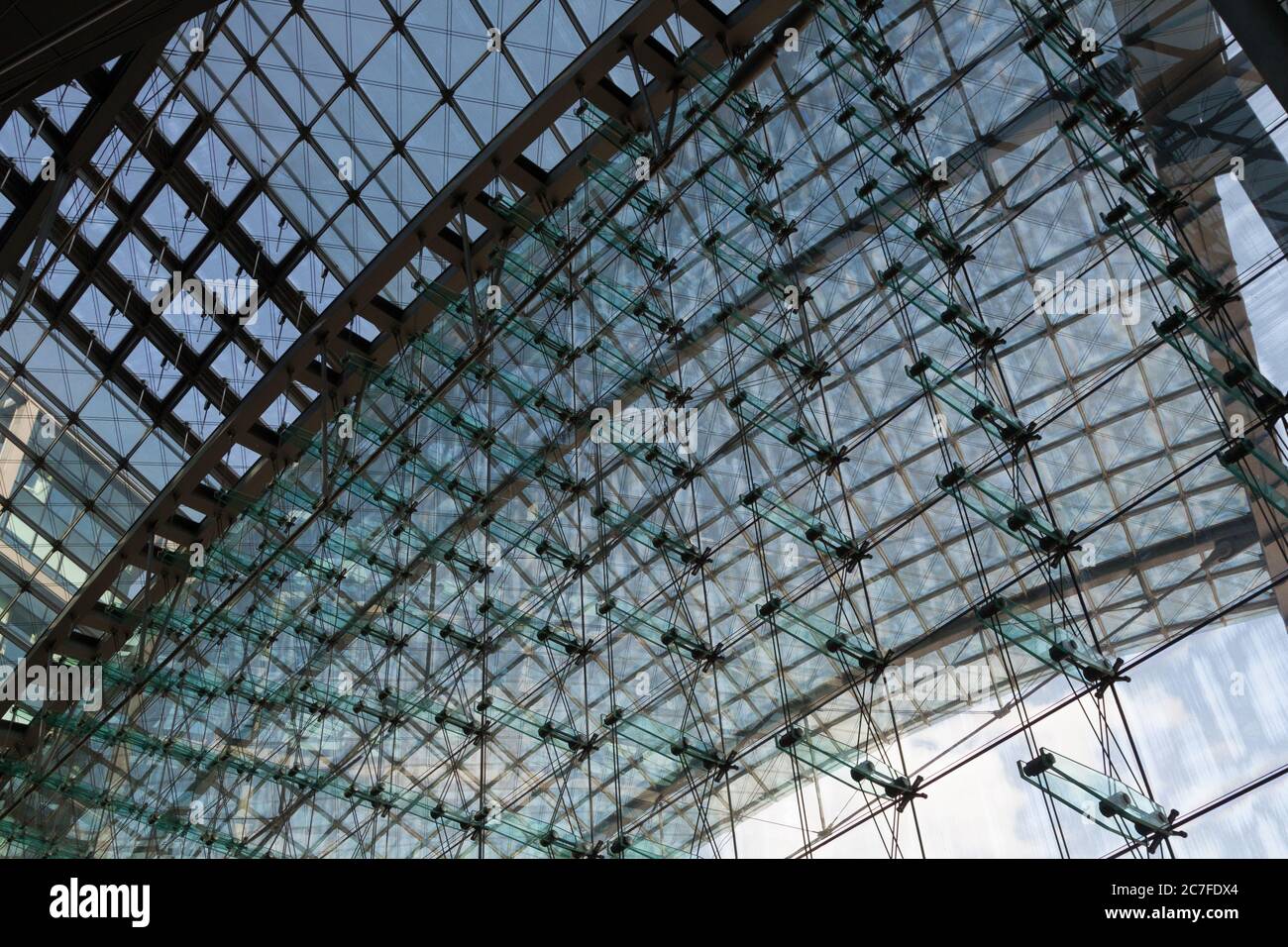Low angle shot of the inside of a building made with glass Stock Photo ...