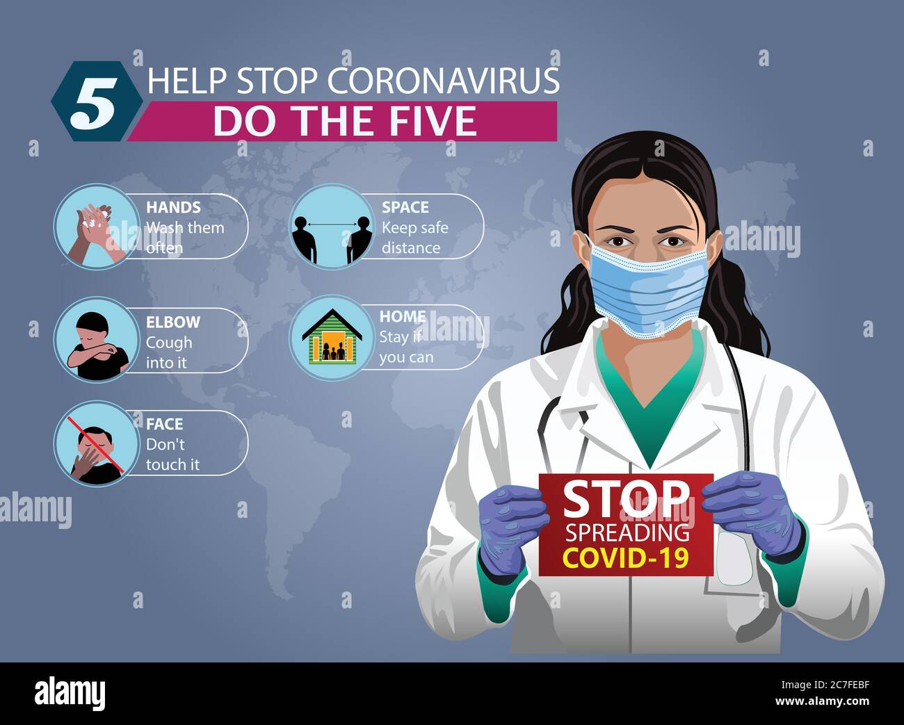 A doctor with a paper with stop spreading COVID-19 holding on hand ...