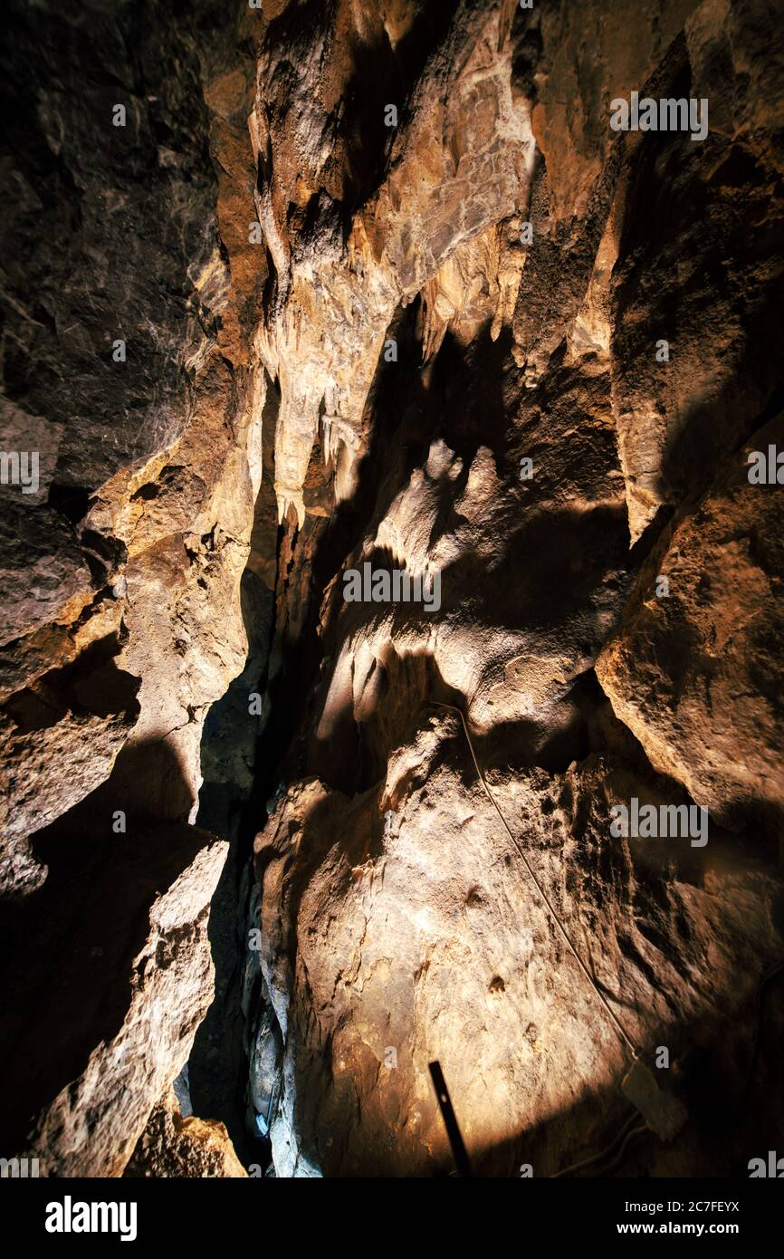 Deep opening in limestone caves in the Brembana valley Bergamo Italy ...