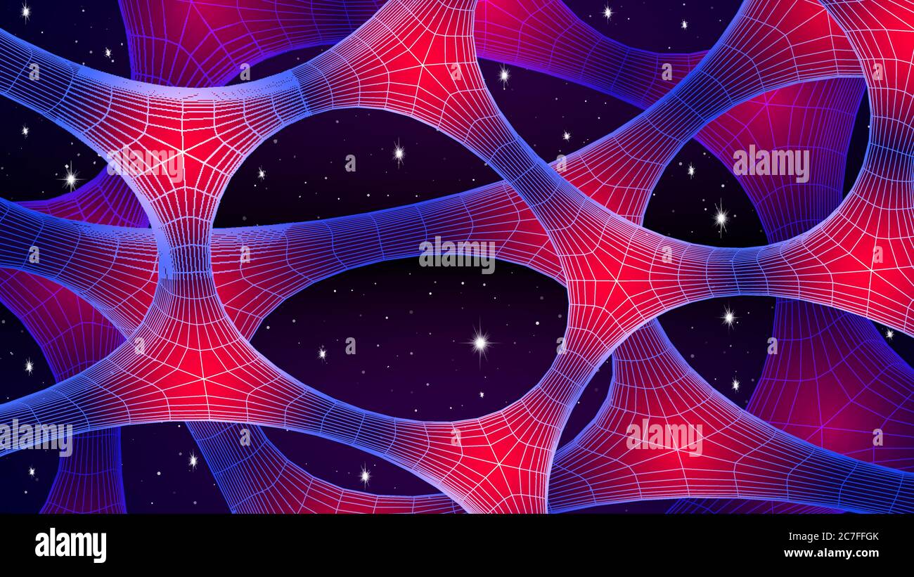 Abstract technology background with connected cells and lightened cores ...