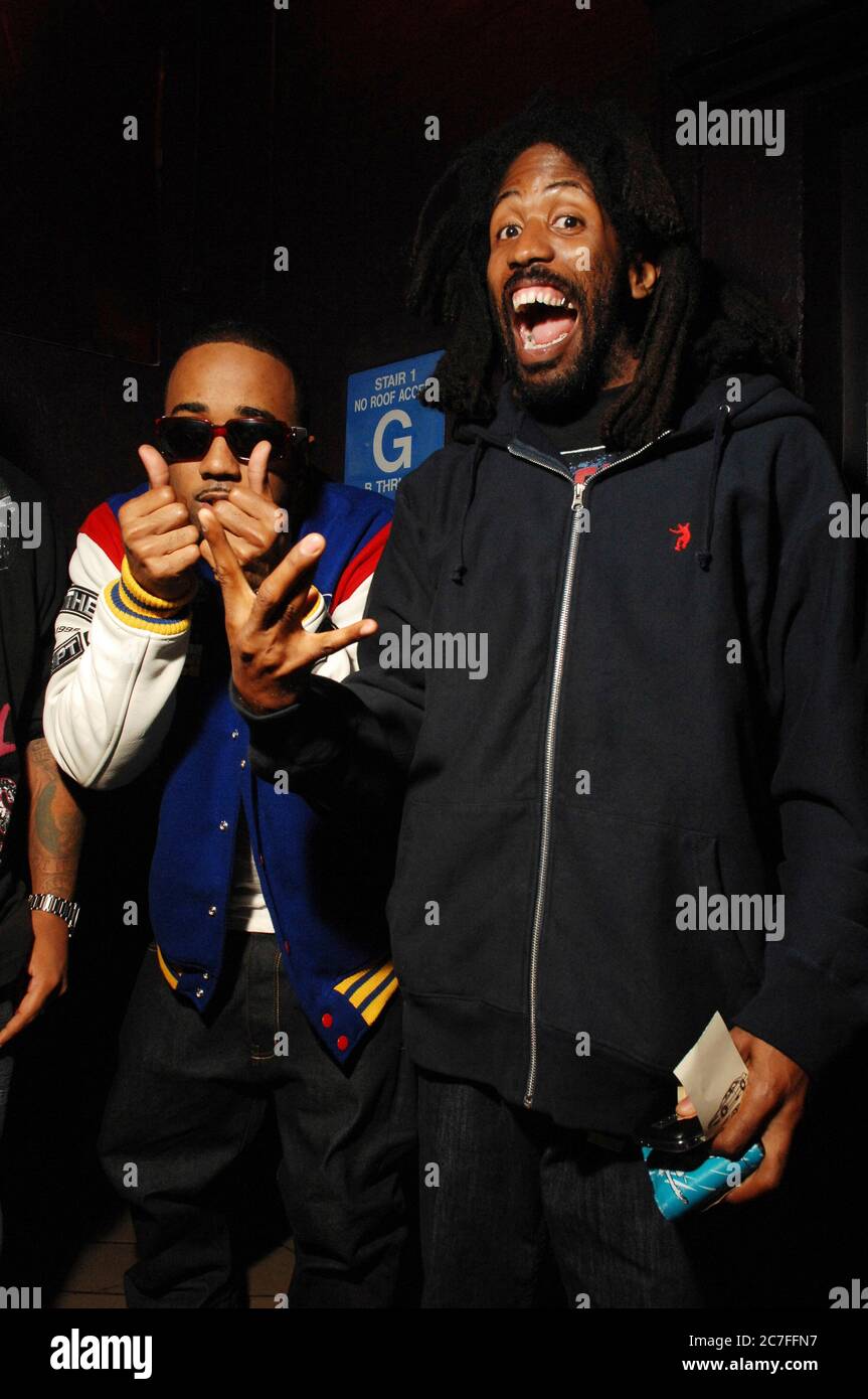 (L-R) Rappers Problem and Murs backstage at the Key Club on January 31 ...