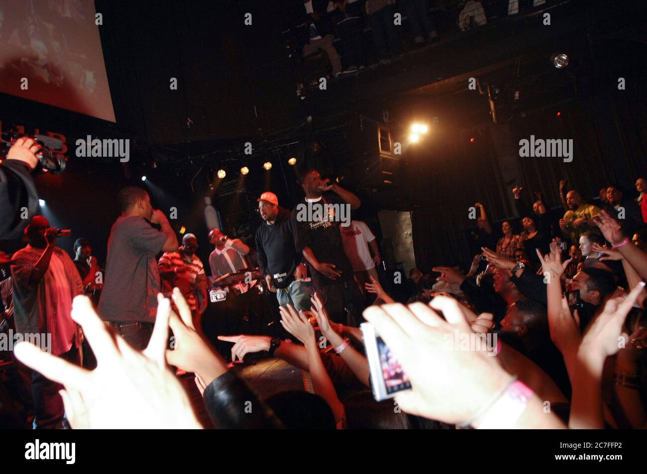 Rappers Kendrick Lamar (L) and Jay Rock (c) of TDE perform at the Key ...