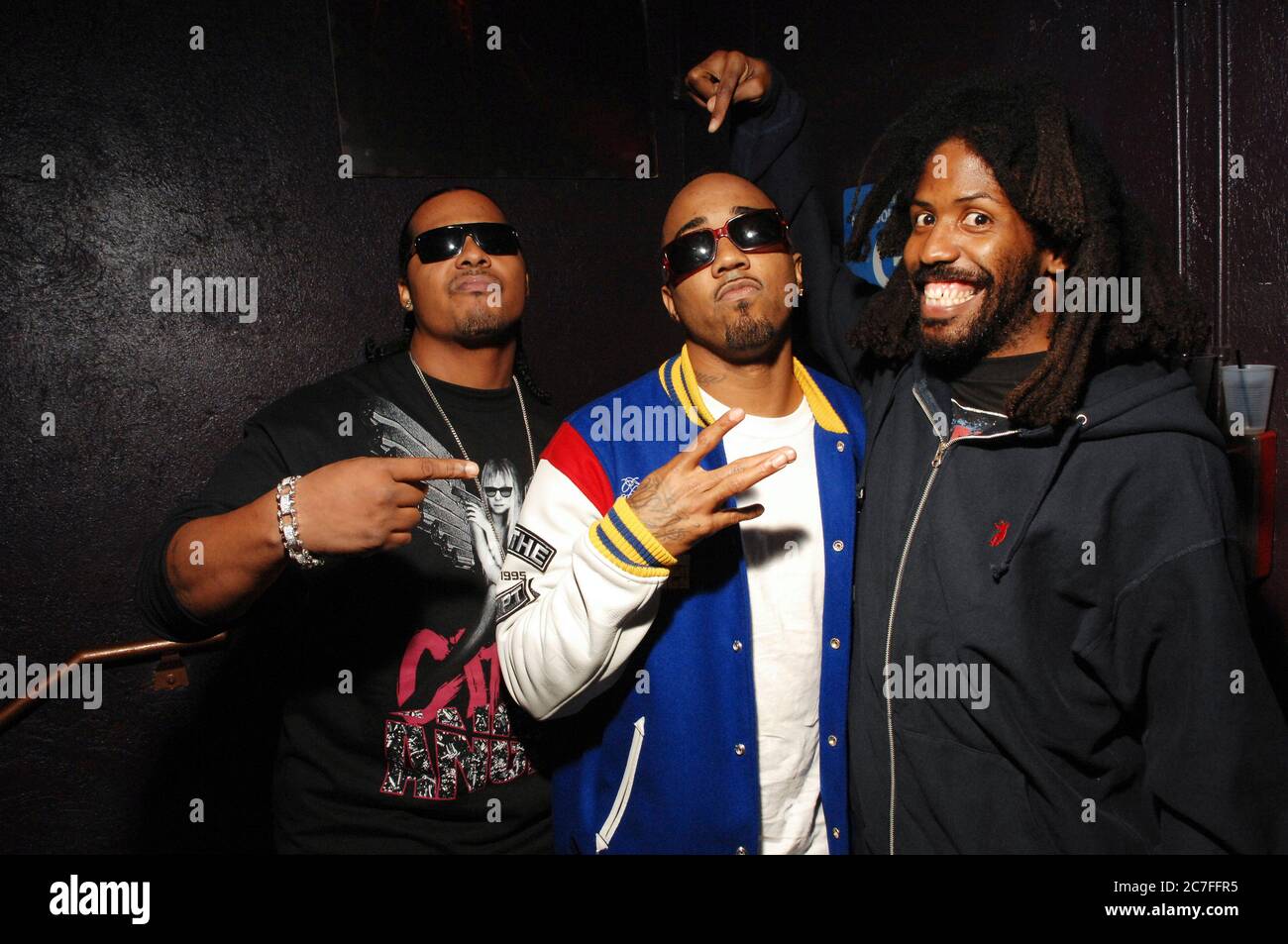 (L-R) Rappers Kay, Problem and Murs backstage at the Key Club on ...