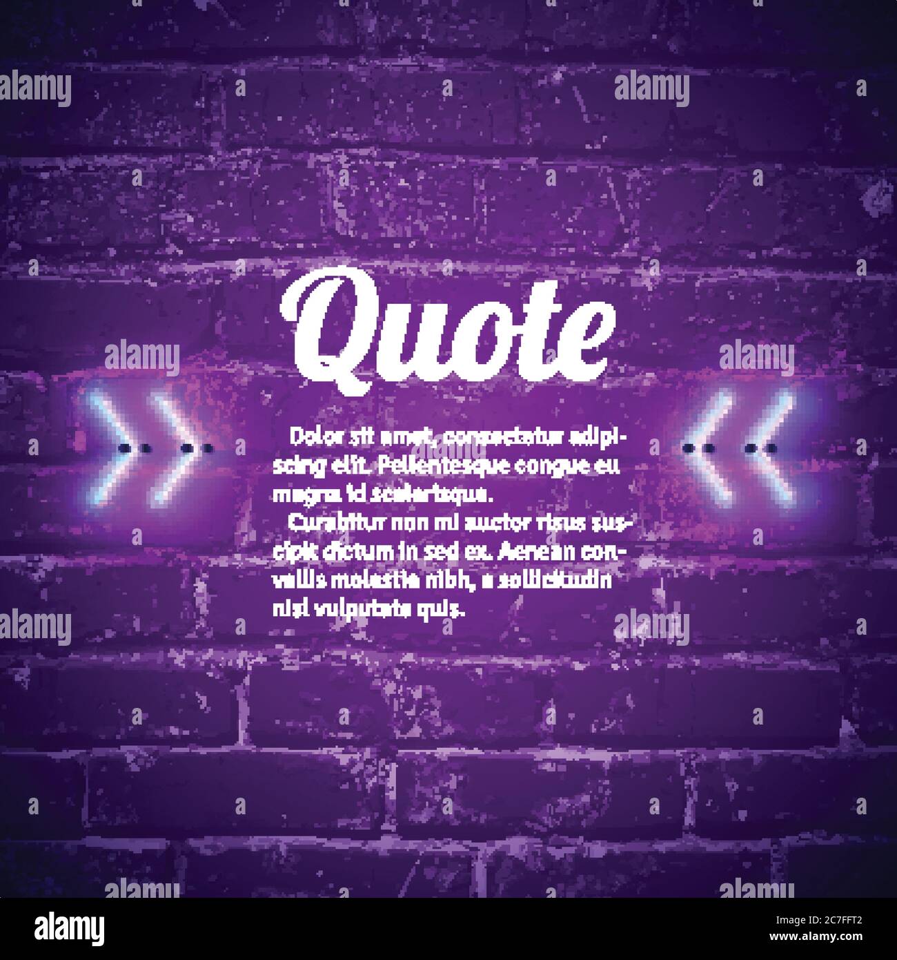 Retro neon glowing quote marks frame on the wall Stock Vector Image ...
