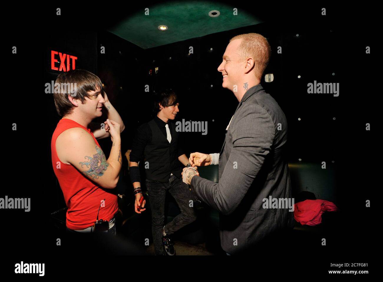 Singer Max Collins, Matt Bair and Tony Fagenson of Eve 6 backstage at ...
