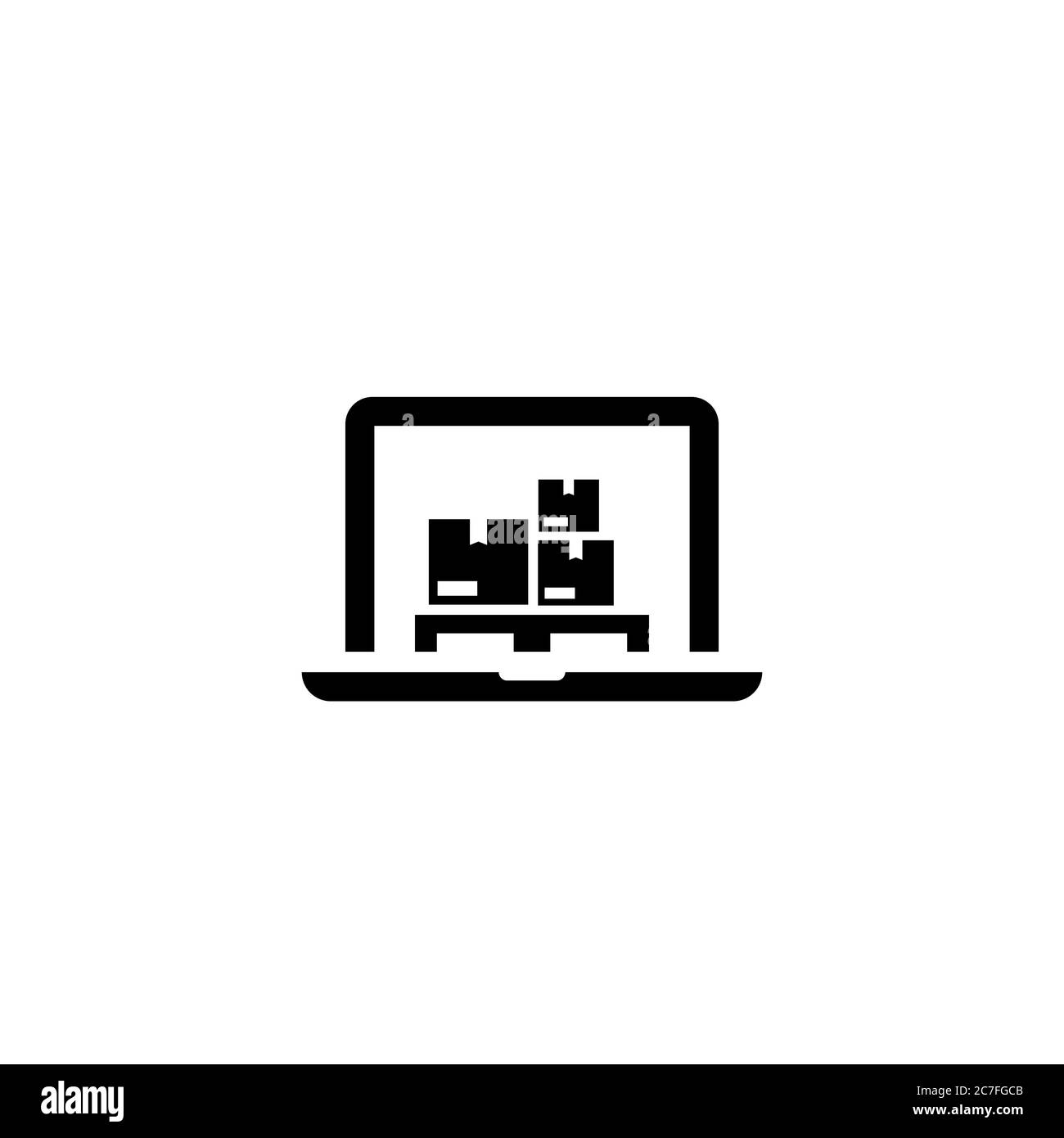 Logistics Online. Delivery service, order tracking. Warehouse on laptop ...