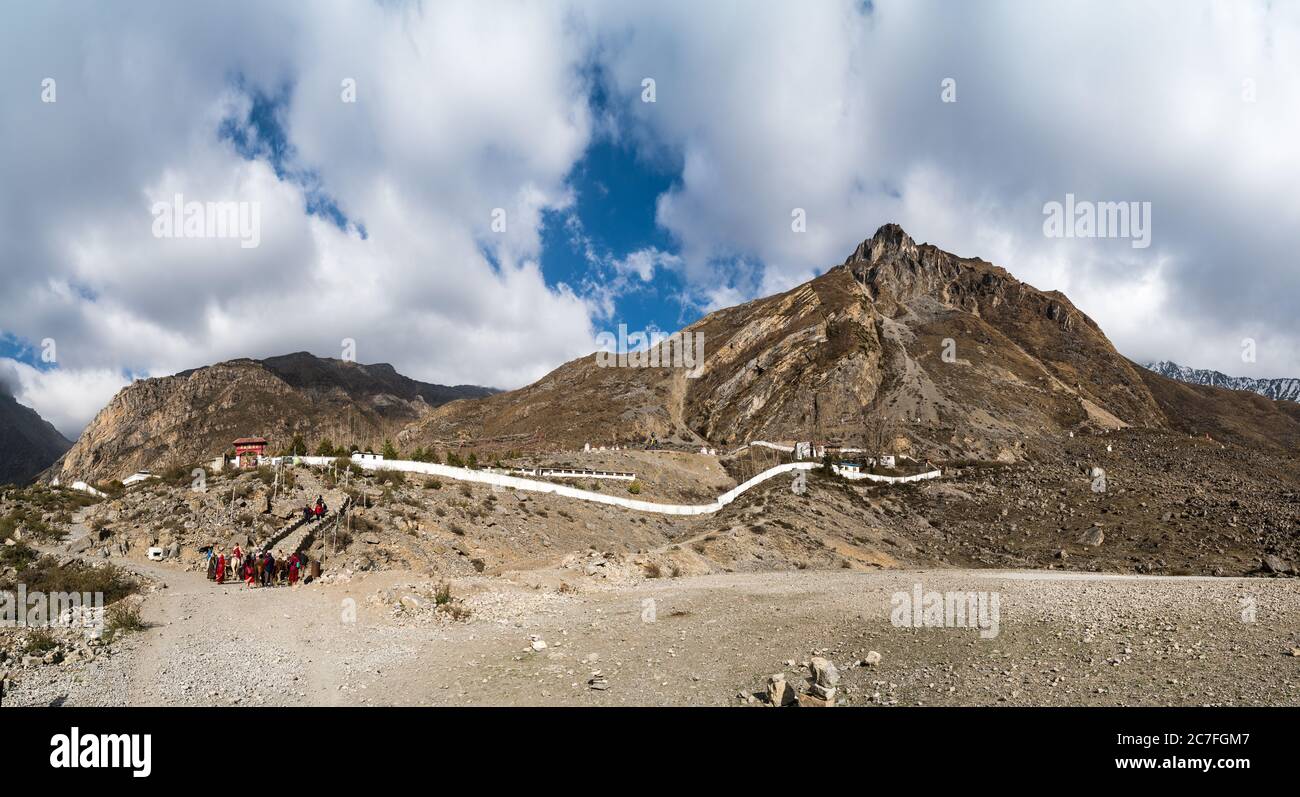 Panoramic view of Muktinath Temple, Lower Mustang, Nepal Stock Photo ...
