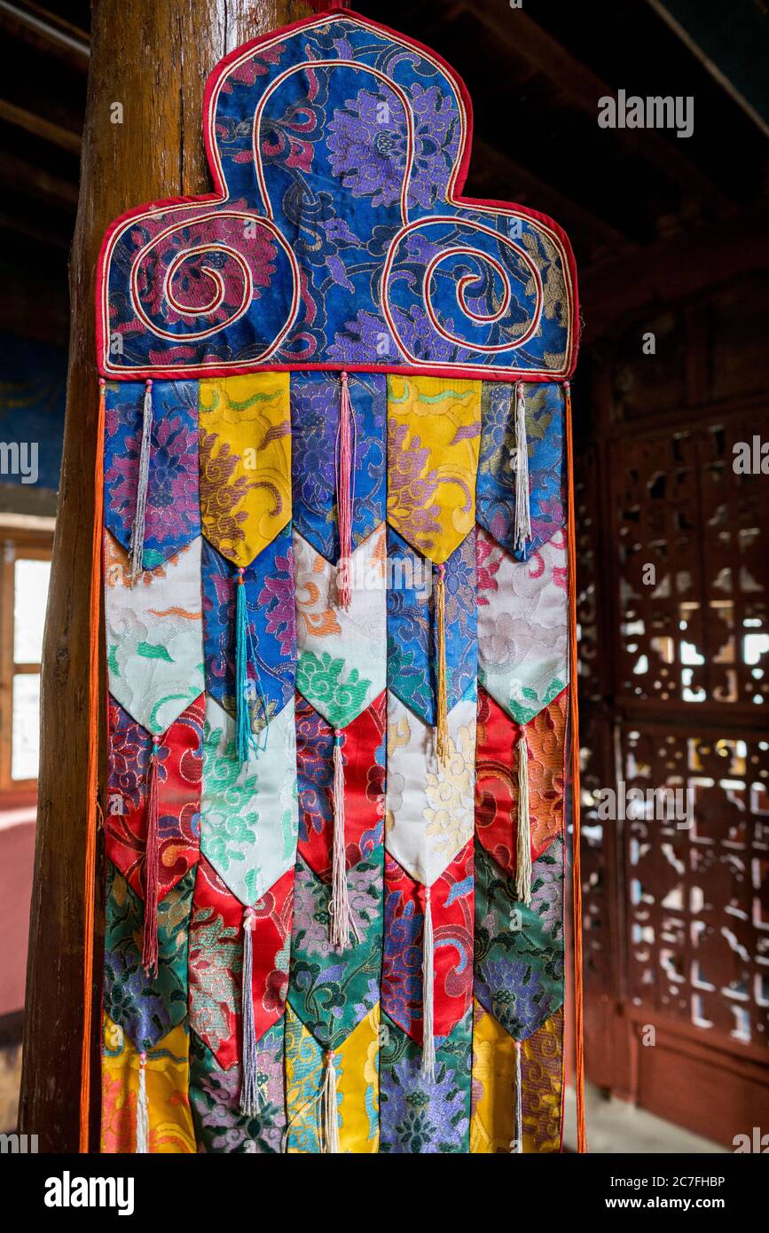 Decoration of buddhist temple. Samba Gompa, Muktinath, Lower Mustang ...
