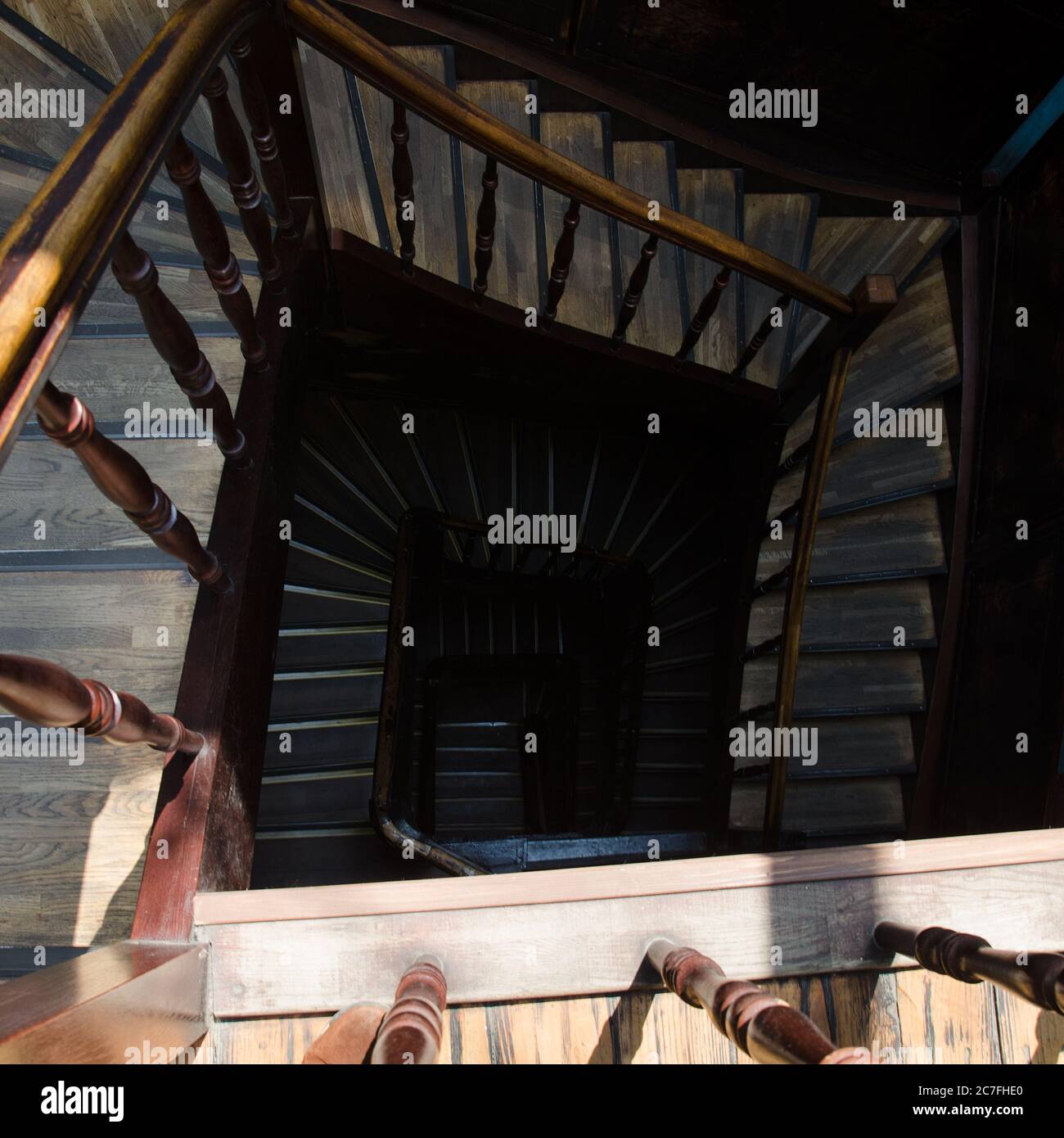 Ancient staircase of a multi-storey building. Directly above Stock ...