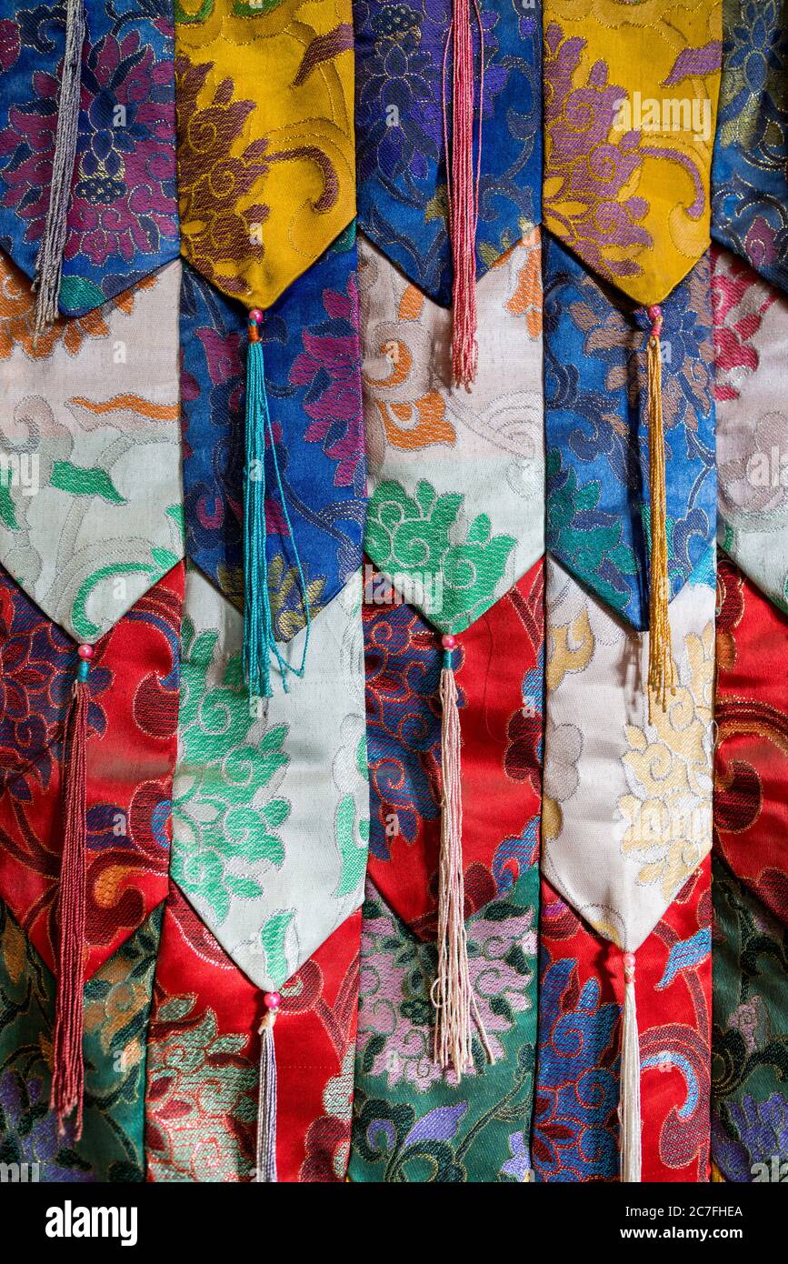 Decoration of buddhist temple. Samba Gompa, Muktinath, Lower Mustang ...