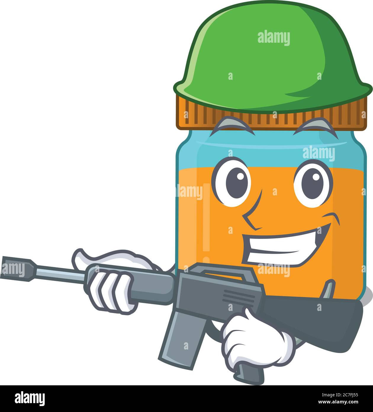 A cartoon picture of Army honey jar holding machine gun Stock Vector ...