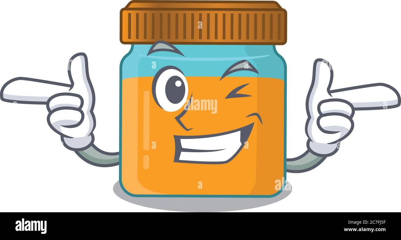 Cartoon design of honey jar showing funny face with wink eye Stock ...