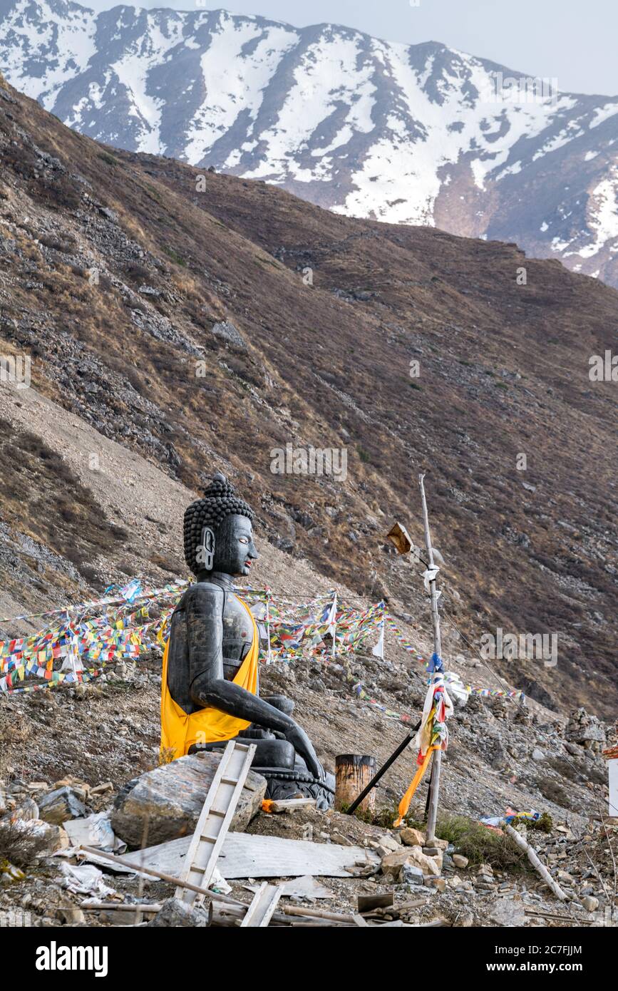Statue of Buddha in Muktinath monastery, Muktinath, Lower Mustang ...