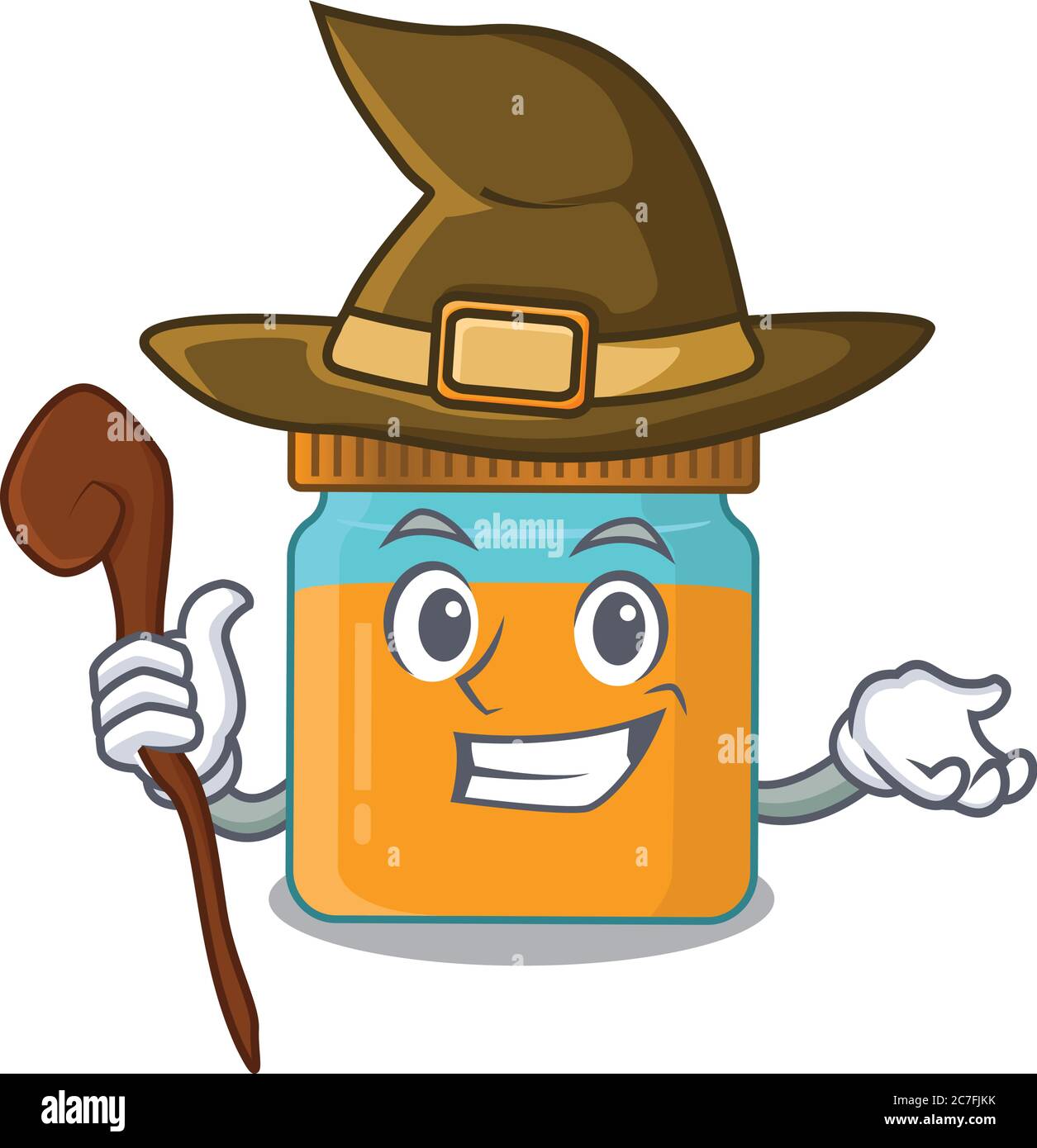 Honey jar funny but sneaky witch cartoon character design Stock Vector ...