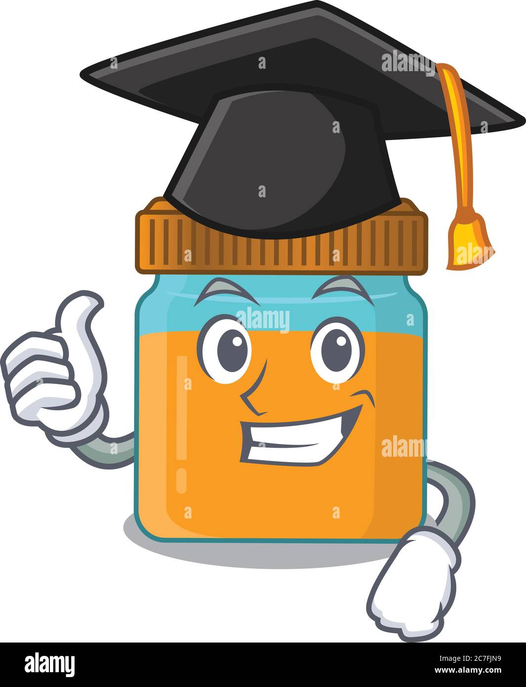 Happy proud of honey jar caricature design with hat for graduation ...