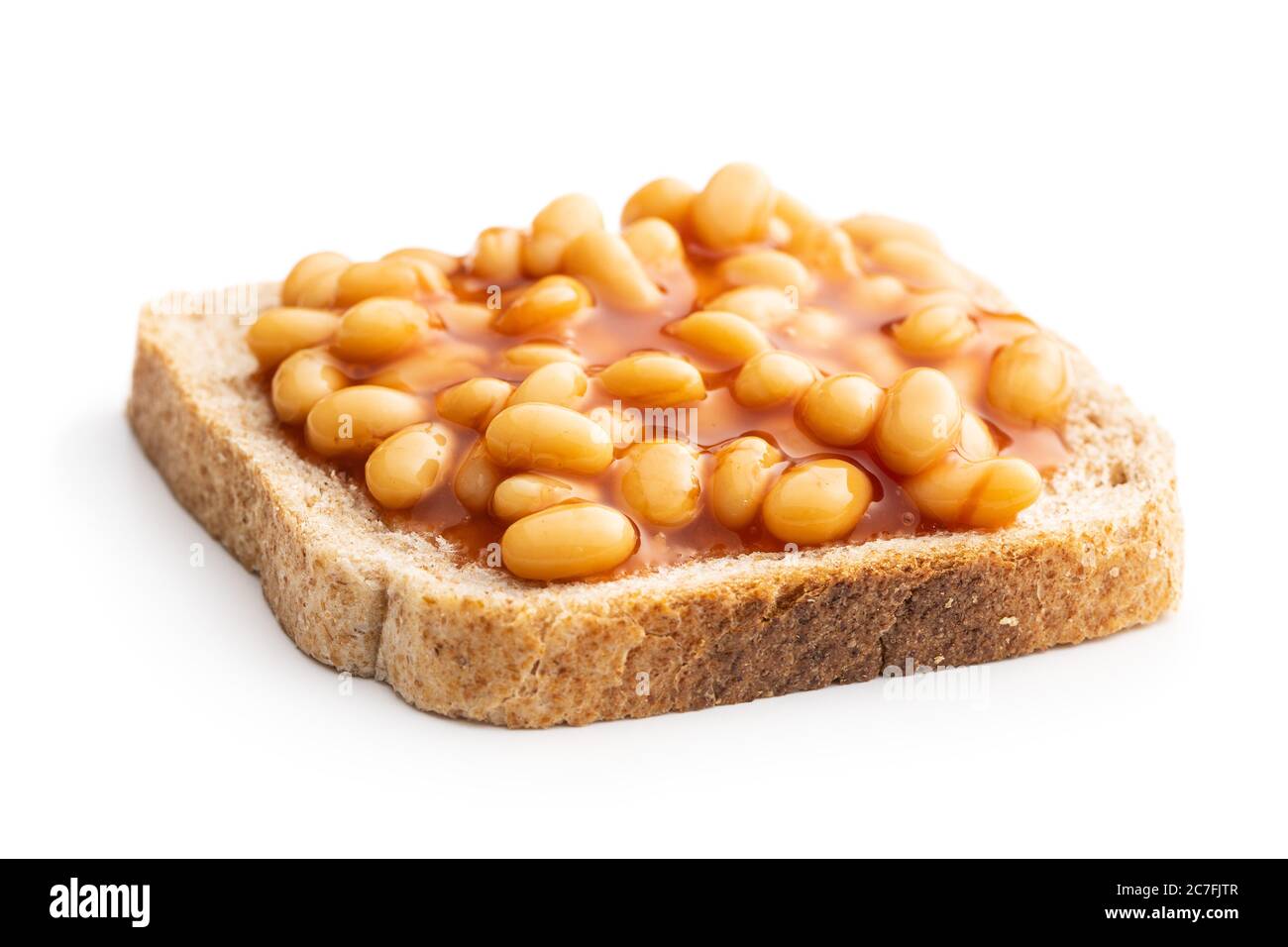 Toast bread with baked beans isolated on white background Stock Photo ...