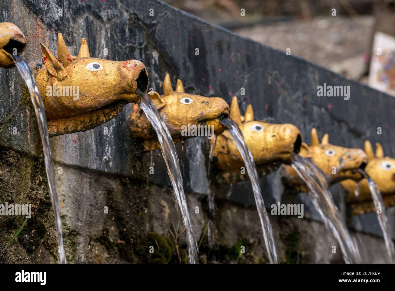 Mukti Dhara, 108 waterspouts pouring sacred water, at Muktinath Temple ...