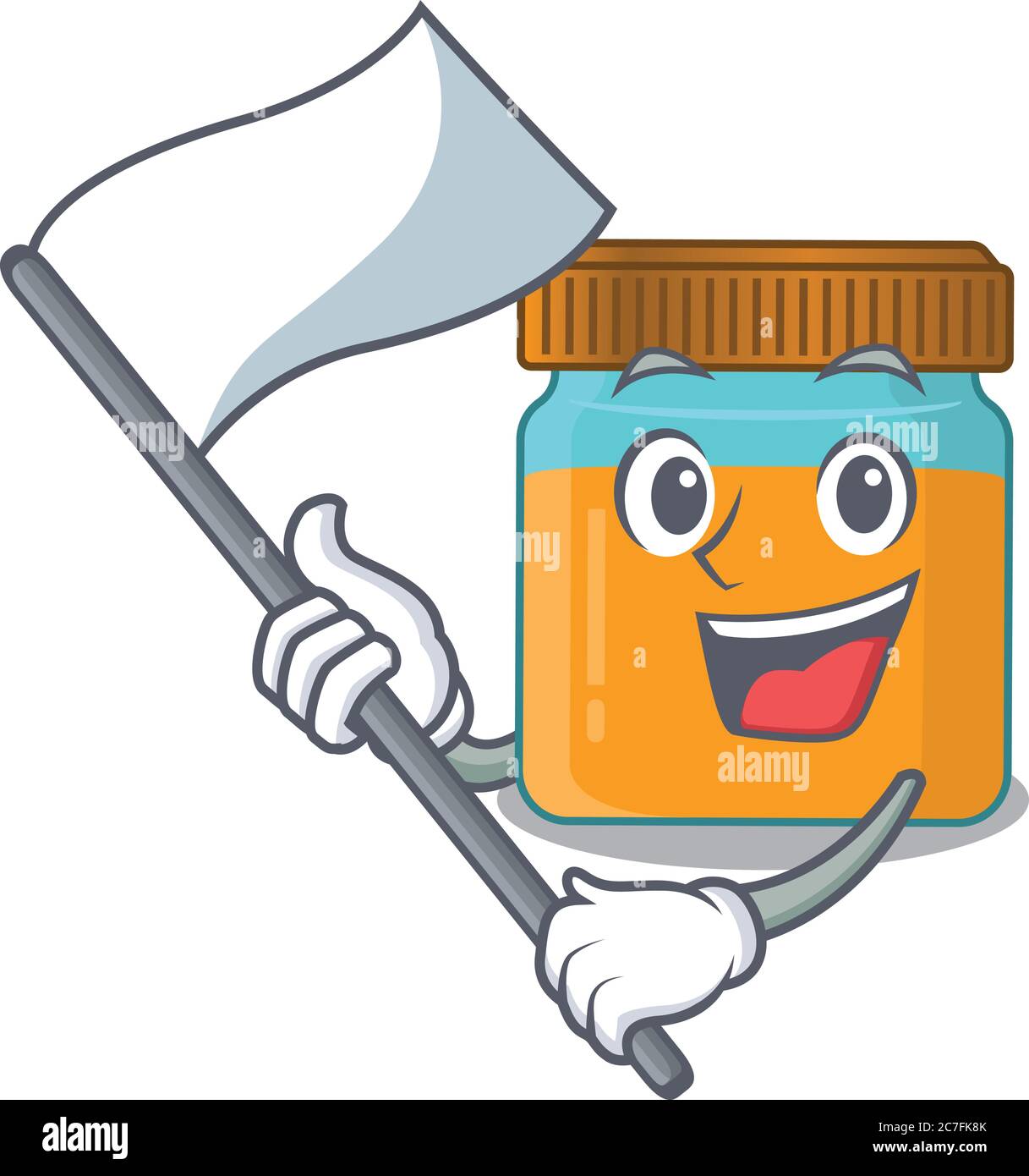 A heroic honey jar mascot character design with white flag Stock Vector ...