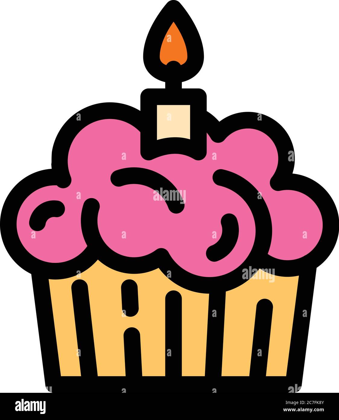 Birthday cupcake icon. Outline birthday cupcake vector icon for web ...