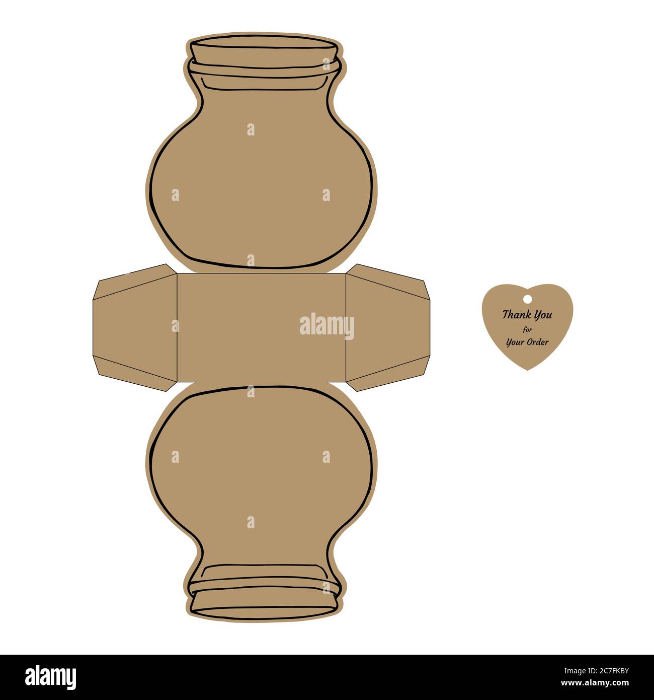 Simple jar-shaped Packaging Box Die Cut Cube Template and tag with text ...