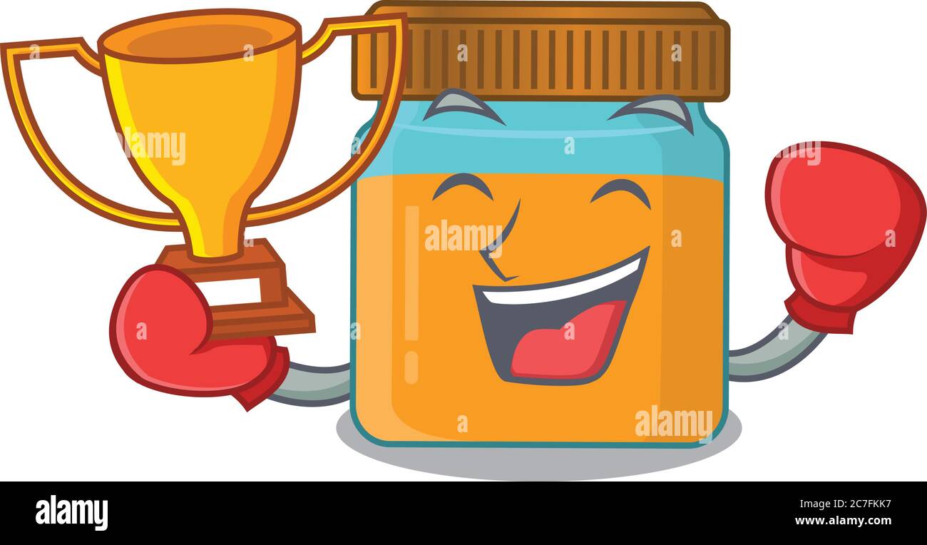 An elegant boxing winner of honey jar caricature design concept Stock ...