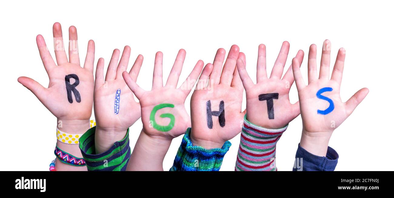 Children Hands Building Word Rights, Isolated Background Stock Photo ...