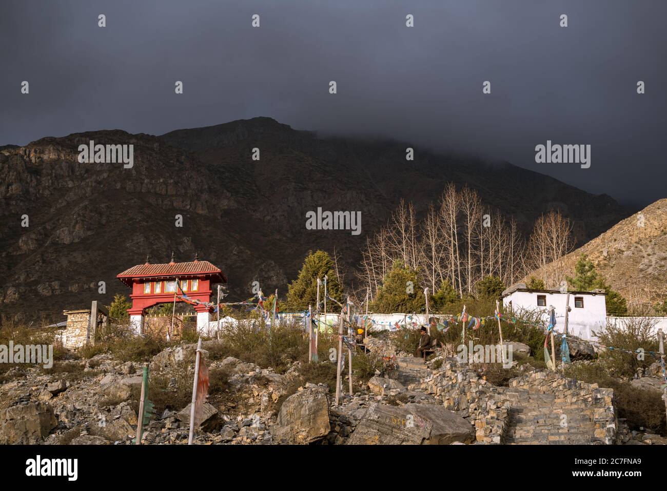 Entrance gate to Muktinath Temple, Lower Mustang, Nepal Stock Photo - Alamy