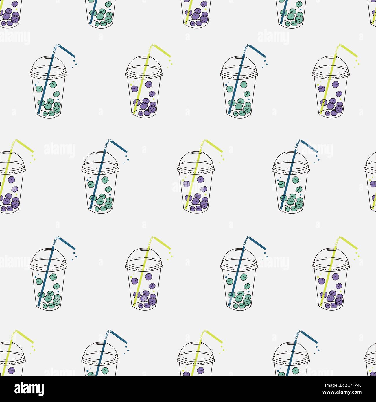 Vector hand drawing take-out drink illustration seamless pattern Stock ...