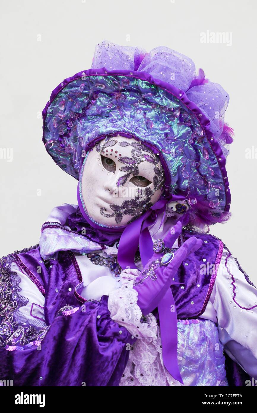 Traditional mask and costume at Annecy venetian carnival, France Stock ...
