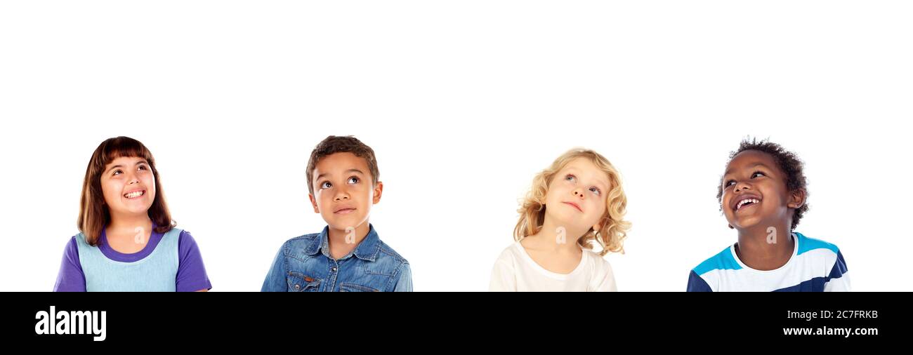 Pensive children thinking isolated on a white background Stock Photo ...