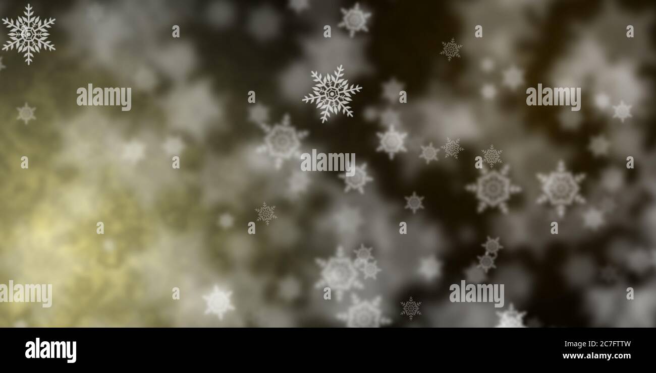 Flying snowflakes over light yellow and gold background Stock Photo - Alamy