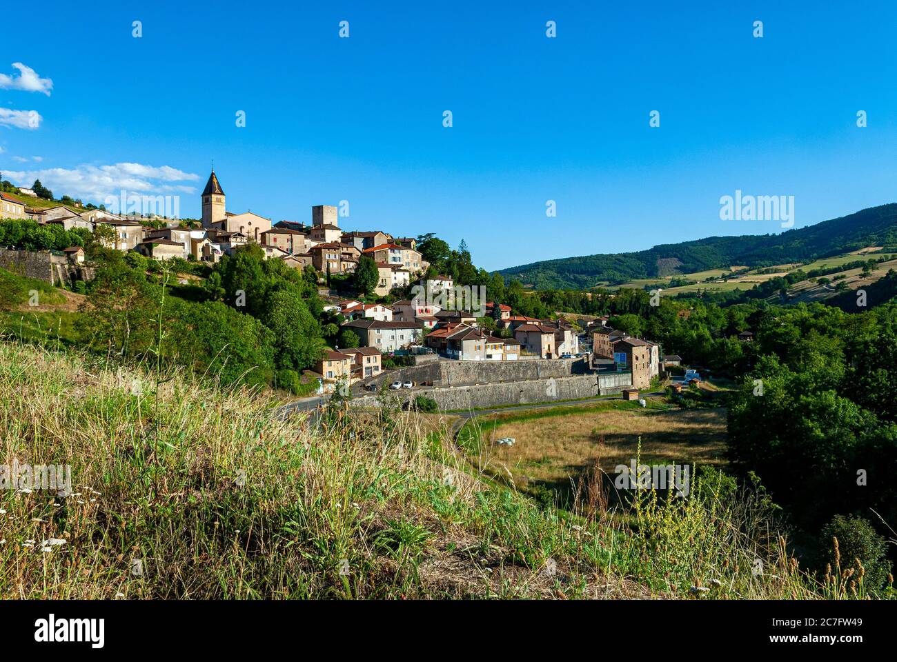 village of Chamelet in the Azergue valley in the Rhone department in ...