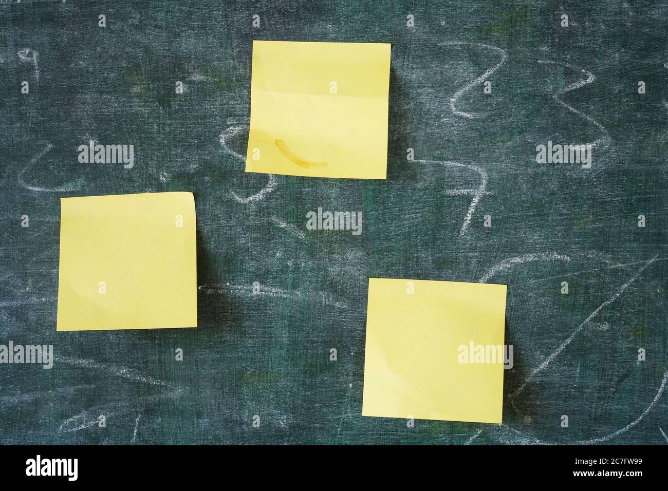 sticky notes on chalkboard, free copy space Stock Photo - Alamy
