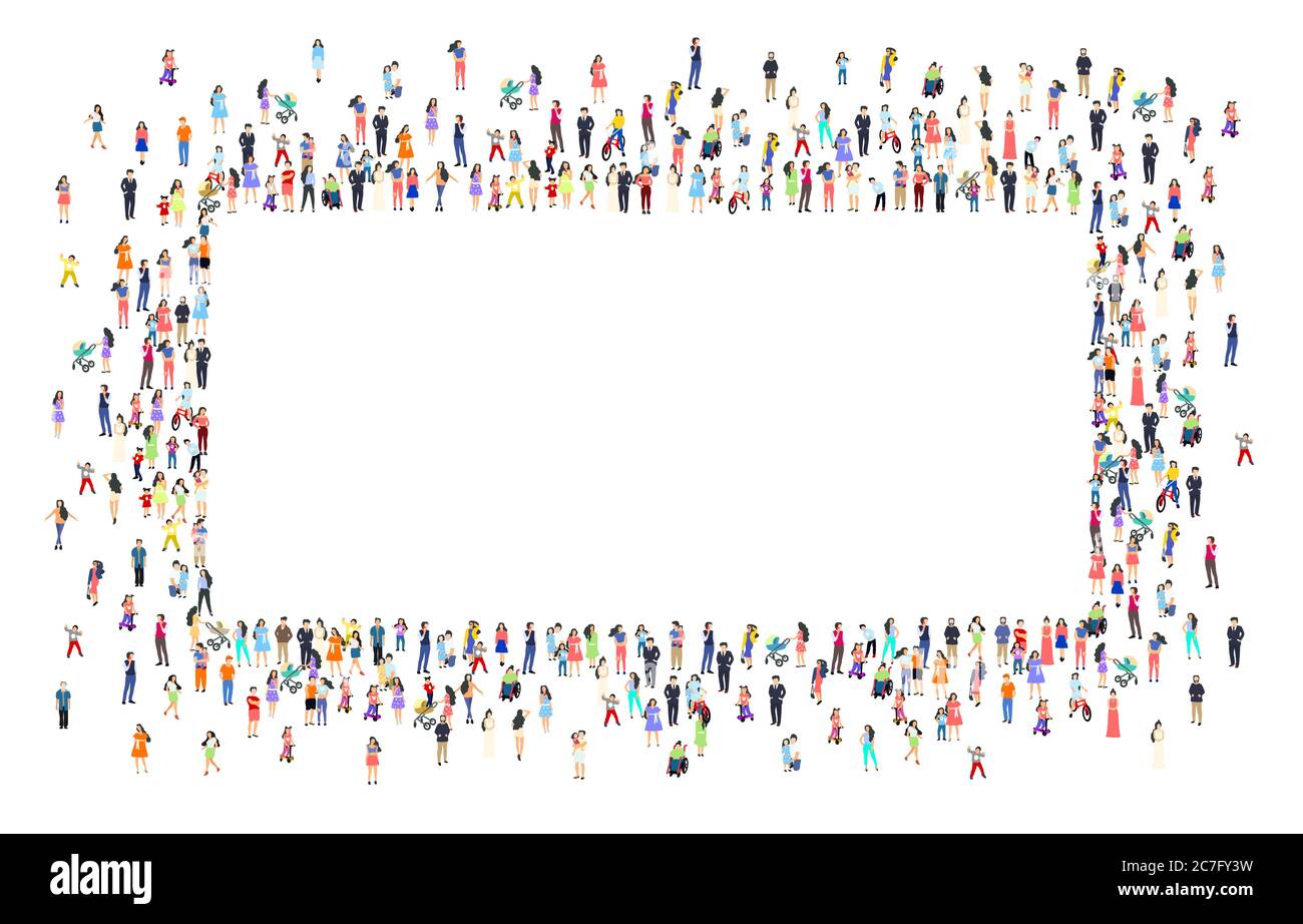 A group of people walk and relax with their family, happy people frame ...