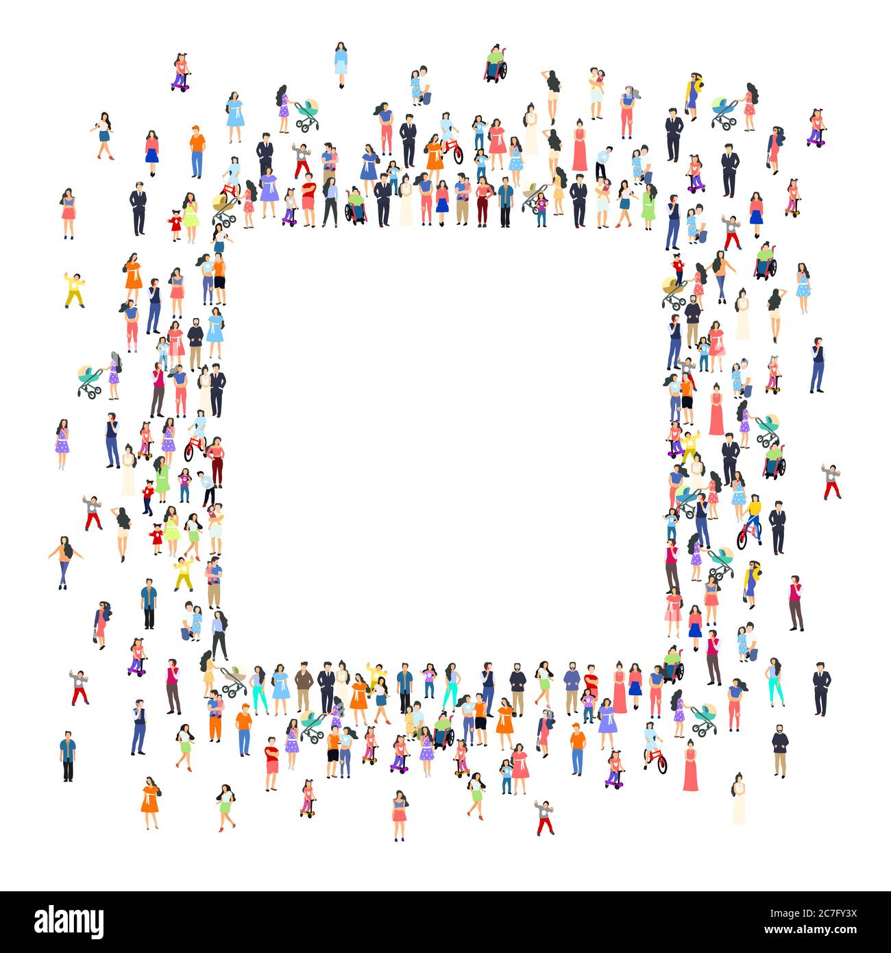 A group of people walk and relax with their family, happy people frame ...