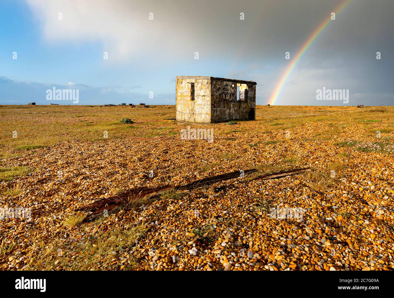 The unique shingle headland of Dungeness on the Kent coast Stock Photo ...