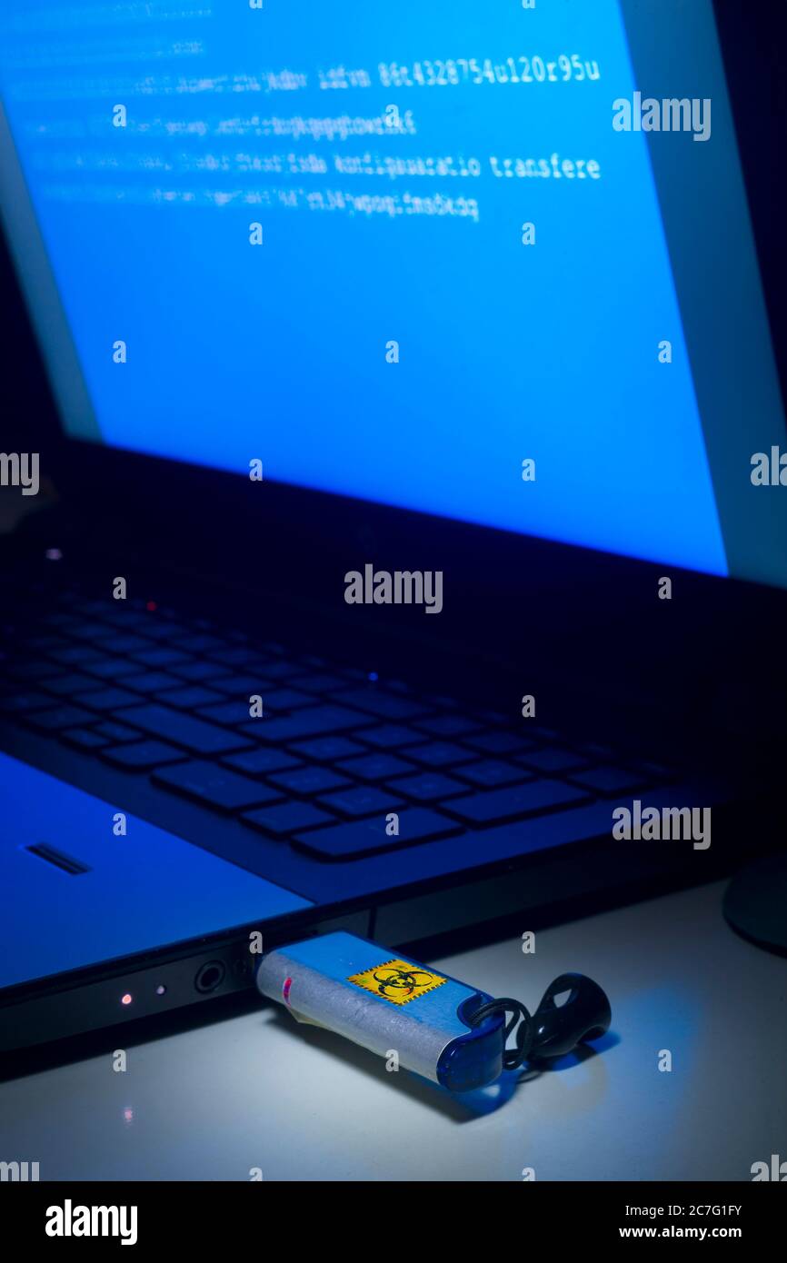 infecting a computer with a virus, usb stick Stock Photo - Alamy