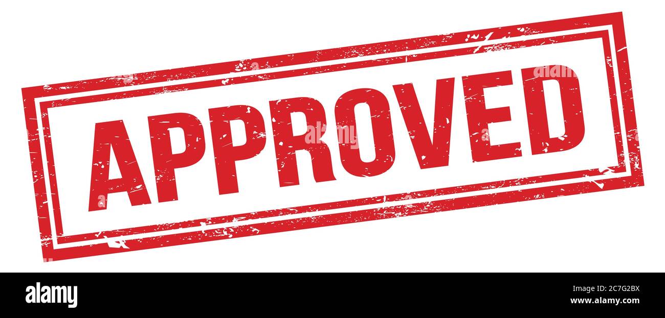 APPROVED red grungy rectangle stamp sign Stock Photo - Alamy