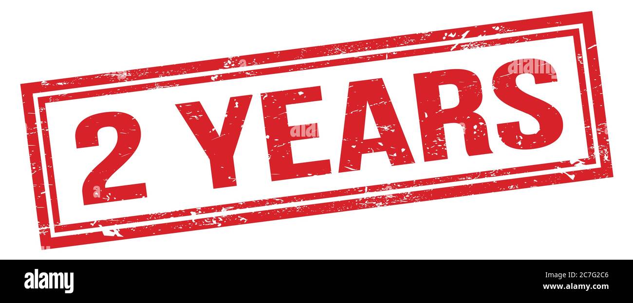 2 YEARS red grungy rectangle stamp sign Stock Photo - Alamy