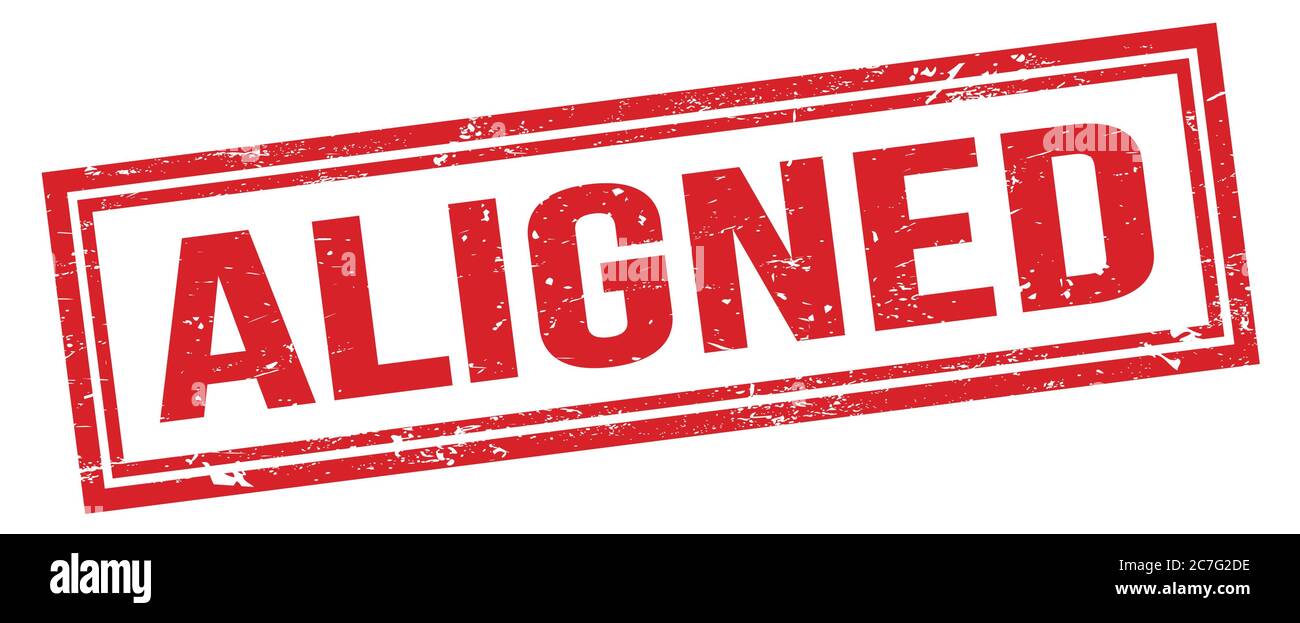 ALIGNED red grungy rectangle stamp sign Stock Photo - Alamy