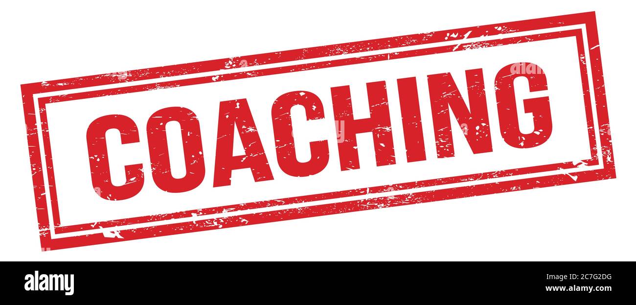 COACHING red grungy rectangle stamp sign Stock Photo - Alamy