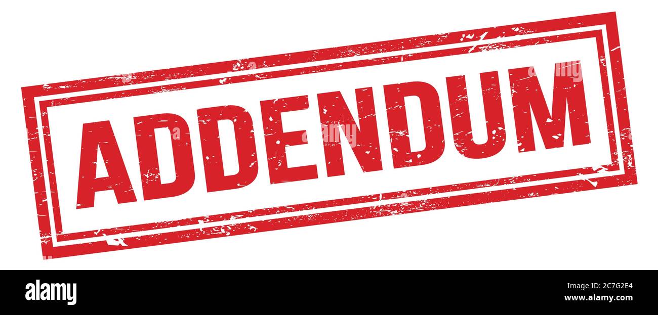 ADDENDUM red grungy rectangle stamp sign Stock Photo - Alamy