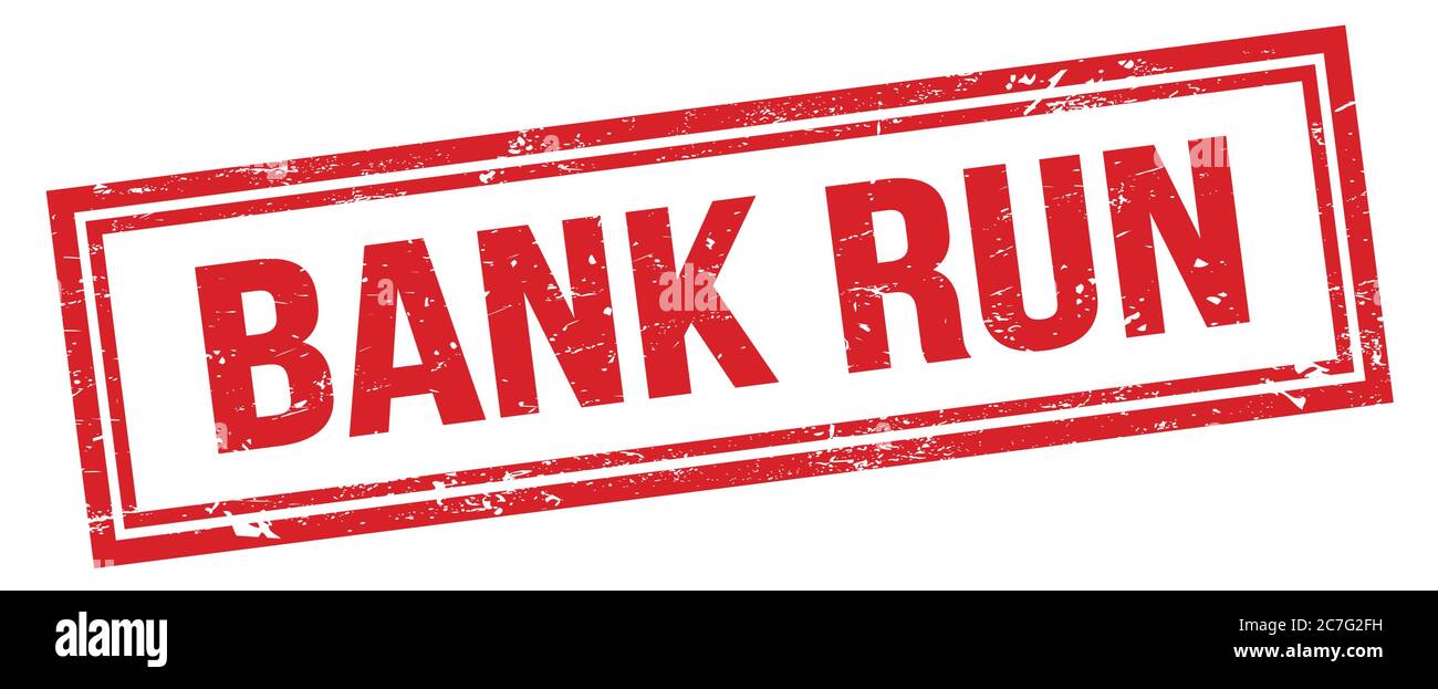 BANK RUN red grungy rectangle stamp sign Stock Photo - Alamy