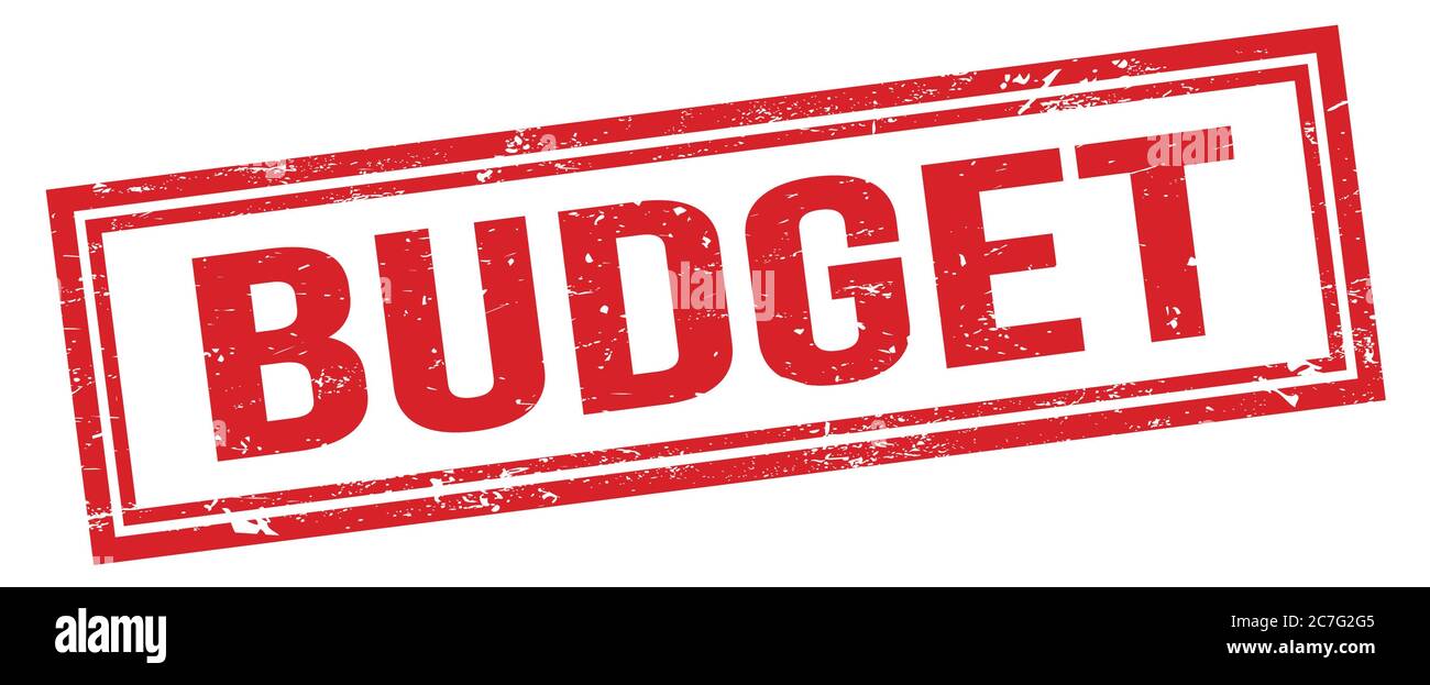 BUDGET red grungy rectangle stamp sign Stock Photo - Alamy