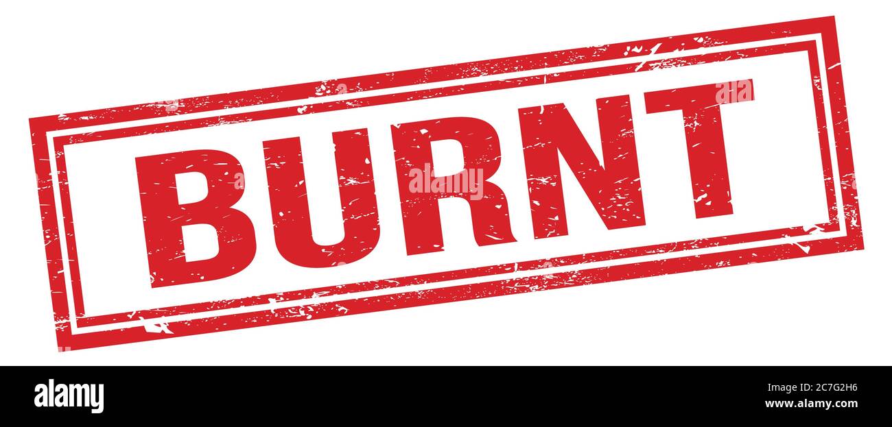 BURNT red grungy rectangle stamp sign Stock Photo - Alamy